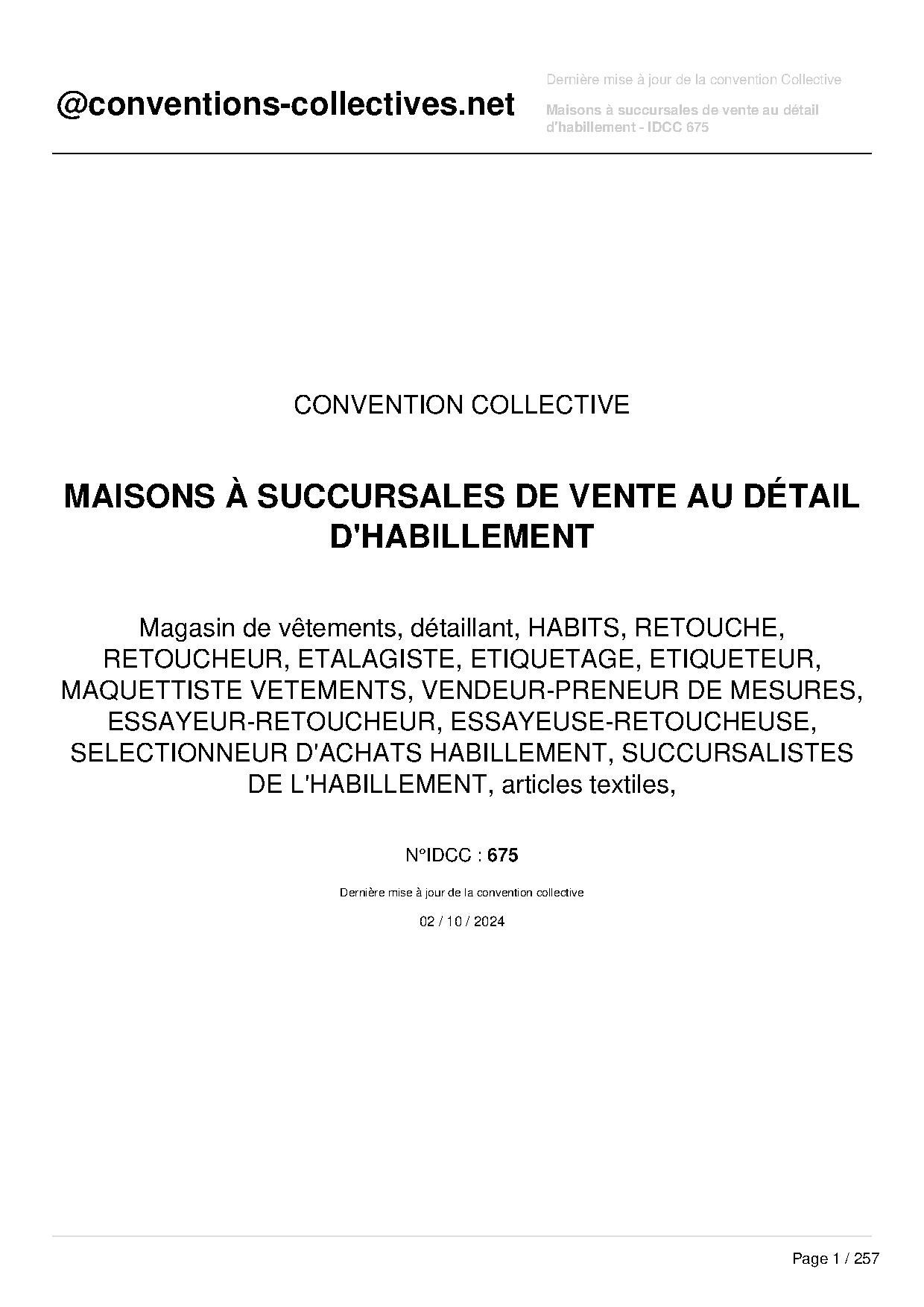 Convention collective Maisons à succursales de vente au détail d ...
